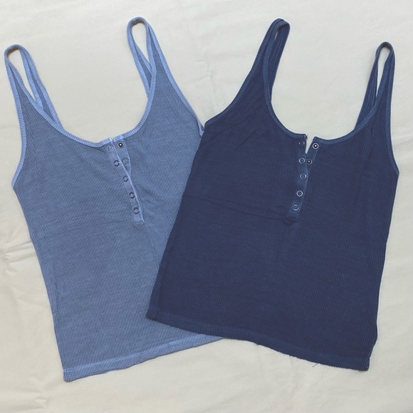 American Eagle Outfitters | Tops | Two Ribbed Henley Tanks | Poshmark